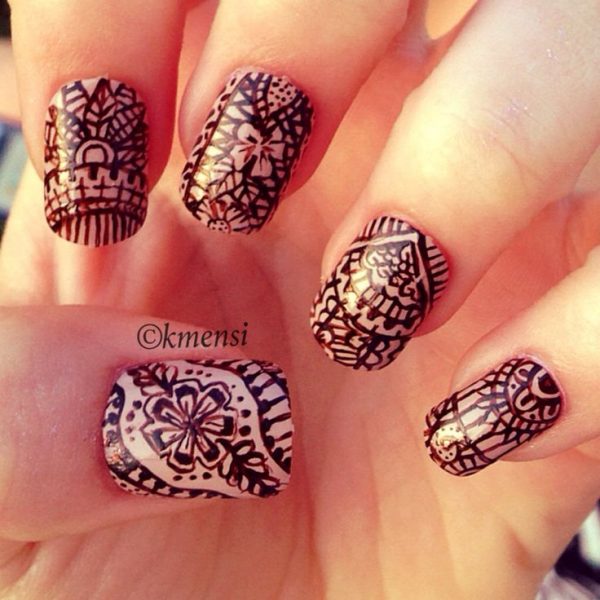 15 Henna-Style Nail Patterns (Mehendi Art Ideas)
